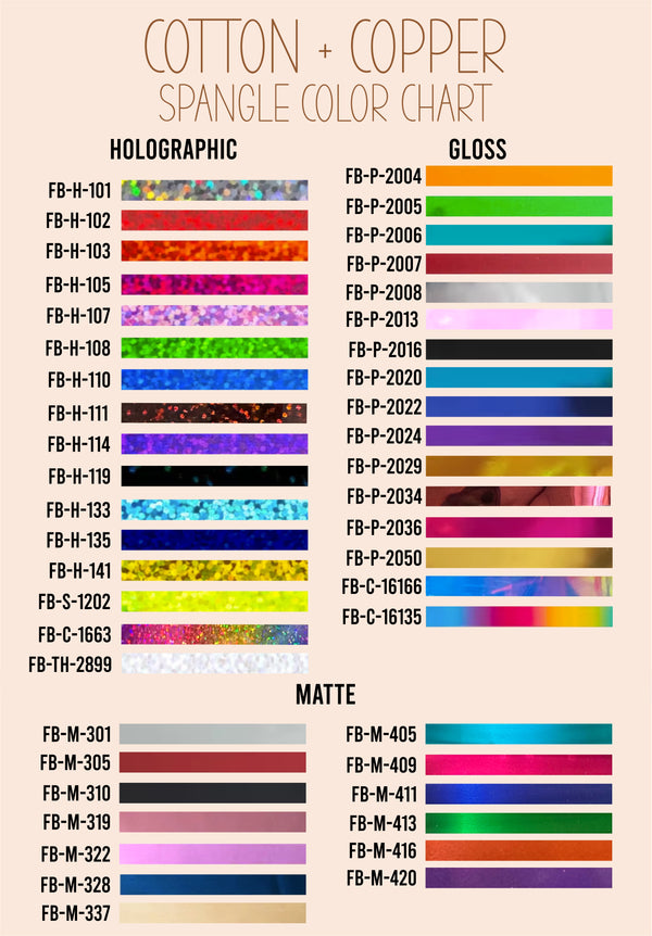 CUSTOM Spangle – Cotton & Copper Transfers